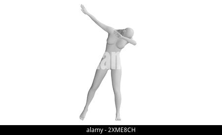 Female Mannequin in Dabbing Pose Isolated on White Background. Side ...