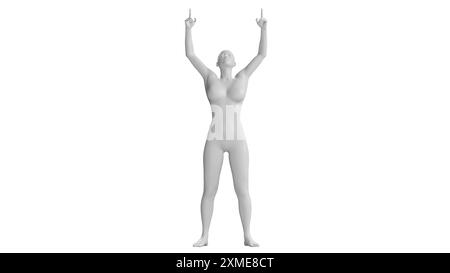 Female Mannequin Pointing Upward Isolated on White Background. Back ...