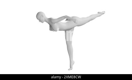 Female Mannequin in Arabesque Pose Isolated on White Background. Back ...
