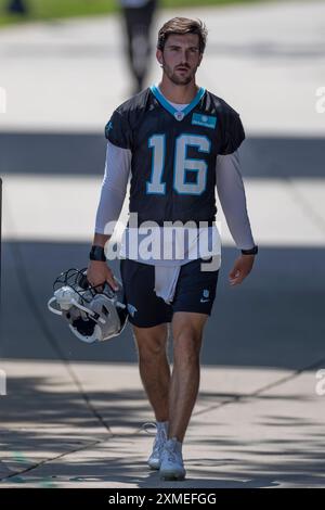 Carolina Panthers quarterback Jack Plummer (16) passes the ball during ...