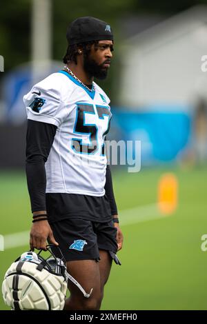 Carolina Panthers linebacker Chandler Wooten (57) lines up during the ...