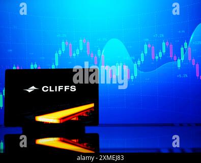 In this photo illustration the Cleveland-Cliffs logo seen displayed on ...