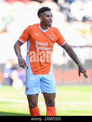 Jordan Gabriel #4 Of Blackpool during the pre-game warmup as he ...