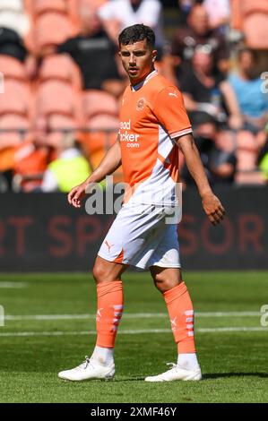 Albie Morgan of Blackpool during the pre-game warmup ahead of the Sky ...