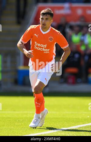 Albie Morgan of Blackpool during the pre-game warmup ahead of the Sky ...