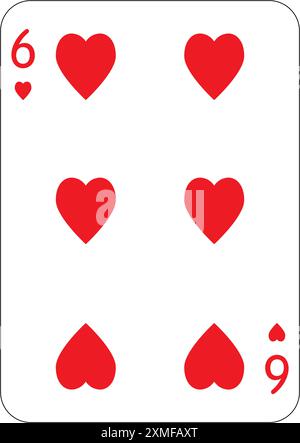 9 of hearts. One playing card, illustration Stock Photo - Alamy
