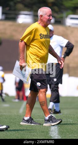 Pittsburgh Steelers special teams coach Danny Smith walks out before a ...