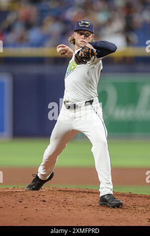 Tampa Bay Rays pitcher Shane Baz (11) delivers a pitch during an MLB ...