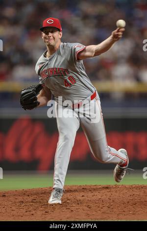 Cincinnati Reds pitcher Nick Lodolo throws during the first inning of a baseball game against ...