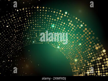 Shiny golden halftones dotted particles abstract sparkling background ...