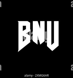 BNU letter logo design for technology company. BNU logo design black ...