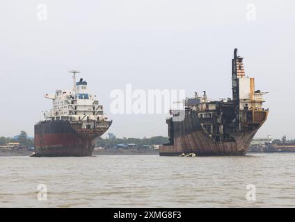 Ships being broken up in the ship breaking yard, Chittagong Division ...