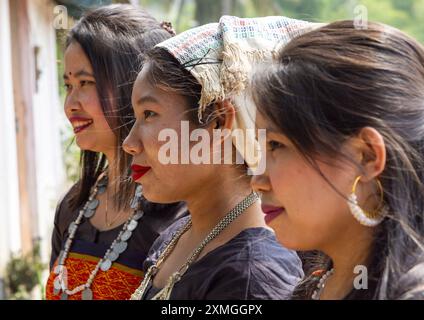 Chakma women in traditional clothing celebrating Biju festival ...