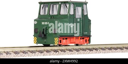 Diesel locomotive engine and tracks model railway cut out still life ...