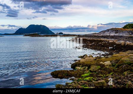 Coastal Landscape near Ålesund with Godøya Island and Storhornet Summit ...