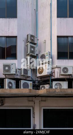 Many air conditioning units in the Jung-gu area of Seoul, South Korea ...