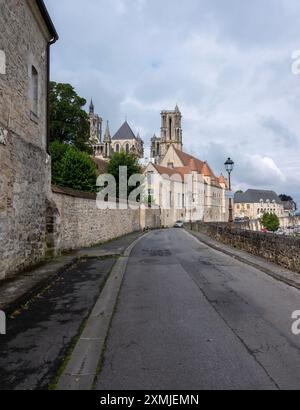 walls of old medieval city of Laon in the north of france Stock Photo ...