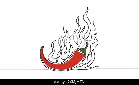 Chili peppers one line continuous drawing. Chili peppers continuous one ...