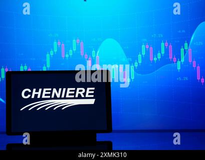 In this photo illustration, Cheniere Energy, Inc. logo seen displayed ...