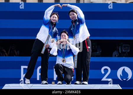 Hunyoung Jeon, Sihyeon Lim and Suhyeon Nam of Korea Gold medal, Archery ...