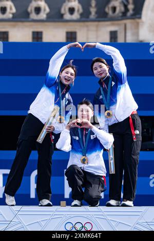 Hunyoung Jeon, Sihyeon Lim and Suhyeon Nam of Korea Gold medal, Archery ...