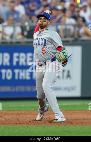 Chicago Cubs third baseman Christopher Morel, left, tags out Colorado ...