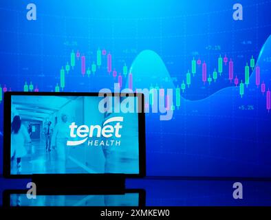 In this photo illustration, the Tenet Healthcare company logo is seen ...