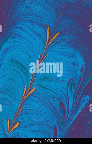 Abstract ebru cover art. Floral Ebru marbling texture background design ...