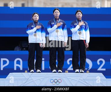 Hunyoung Jeon, Sihyeon Lim and Suhyeon Nam of Korea Gold medal, Archery ...