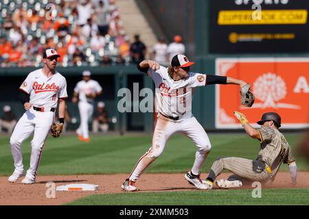 San Diego Padres' Tyler Wade, left, scores on a wild pitch ahead of ...