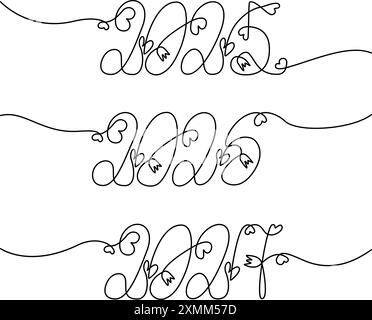 2025 one continuous line drawing of New Year symbol. editable stroke ...