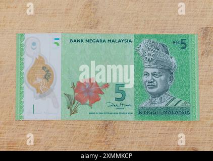 Five malaysian Ringgit banknote on a white background Stock Photo - Alamy
