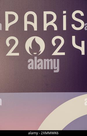 Signage, logos and symbols of the Paris 2024 Olympic Games. Bordeaux ...