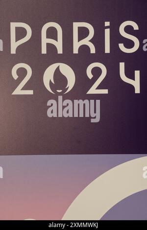 Signage, logos and symbols of the Paris 2024 Olympic Games. Bordeaux ...