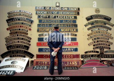 Crewe railway works held an exhibition of steam locomotive nameplates ...