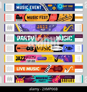 Event bracelets. Party festival entrance paper wristbands. Concert ...