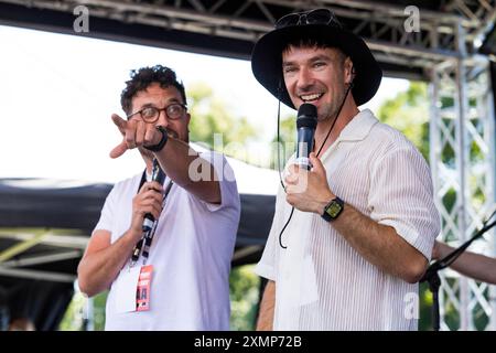 Ross McGrane and John Oakes, Main stage hosts at Lazydays Festival ...