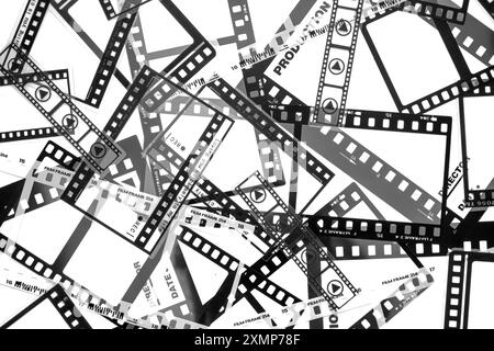 A collection of blank celluloid cinema and photo film strip with ...