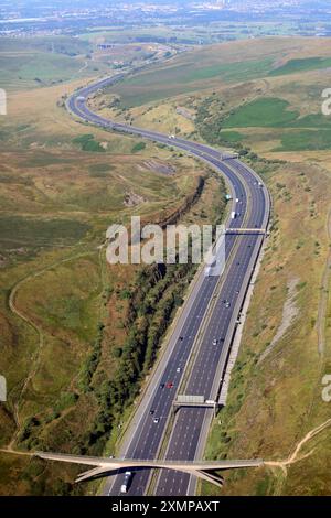 aerial view of the famous Scammonden Bridge over the M62 motorway, UK ...