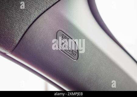 Safety side curtain airbag sign in new modern car Stock Photo - Alamy