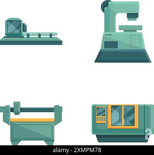 Cnc machine icons set cartoon vector. Mill controller. Industrial tool Stock Vector Image & Art ...