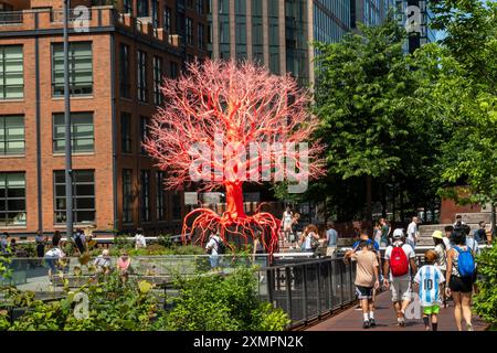 The old tree is a pink and red 25 foot tall sculpture comprised of man ...