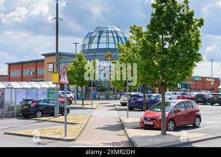 The glass dome of the Morrisons supermarket building from the car park ...