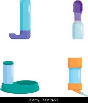A collection of vector illustrations of various asthma inhalers and ...