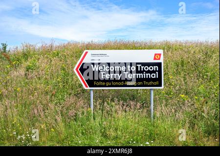 Sign at the entrance to Troon Ferry Terminal, Harbour Road, Troon ...