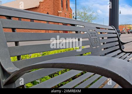 Bench with Route 66 sign Stock Photo - Alamy