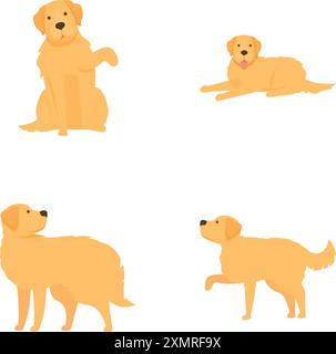 Collection of cute cartoon labrador retrievers in different poses ...
