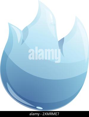 This cartoon illustration shows a blue fireball glowing with fantasy ...