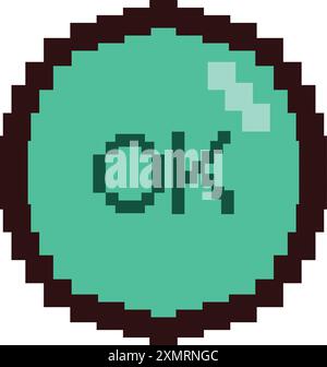 Green pixel art button saying ok, great for expressing agreement in a ...