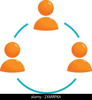 Circular flow chart connecting three businessmen sharing information ...